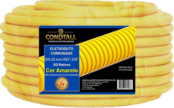 ELETRODUTO CORRUGADO AMARELO DE 5/8" COM 50 METROS - Condtall ...