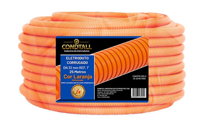 ELETRODUTO CORRUGADO REFORÇADO LARANJA DE 1" COM 25METROS - Condtall ...