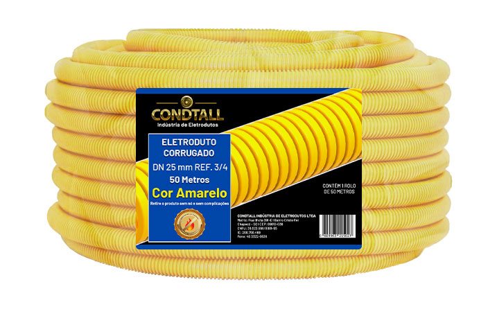 ELETRODUTO CORRUGADO AMARELO DE 3/4" COM 50 METROS - Condtall ...